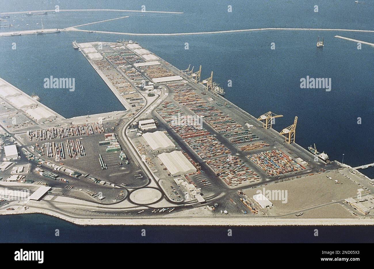 Aerial view of the dry docks in Dubai, United Arab Emirates in ...
