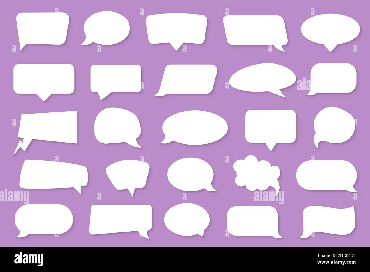Blank speech bubbles banner with shadow on a purple background Stock ...