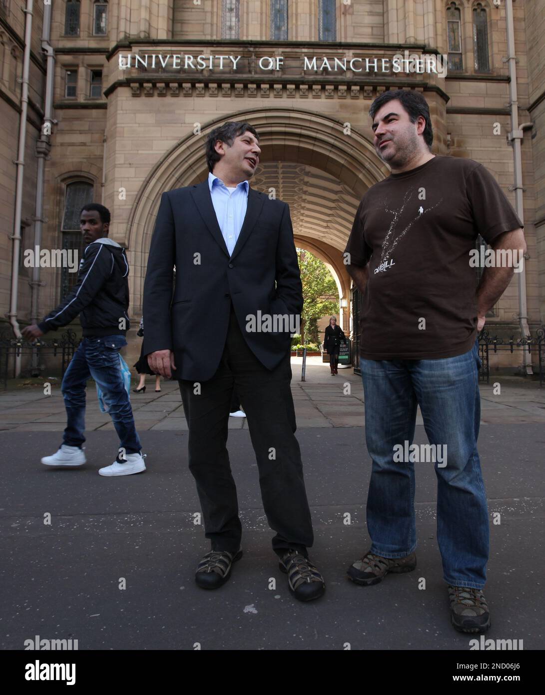 Professor Andre Geim, left, and Dr Konstantin Novoselov who have have ...