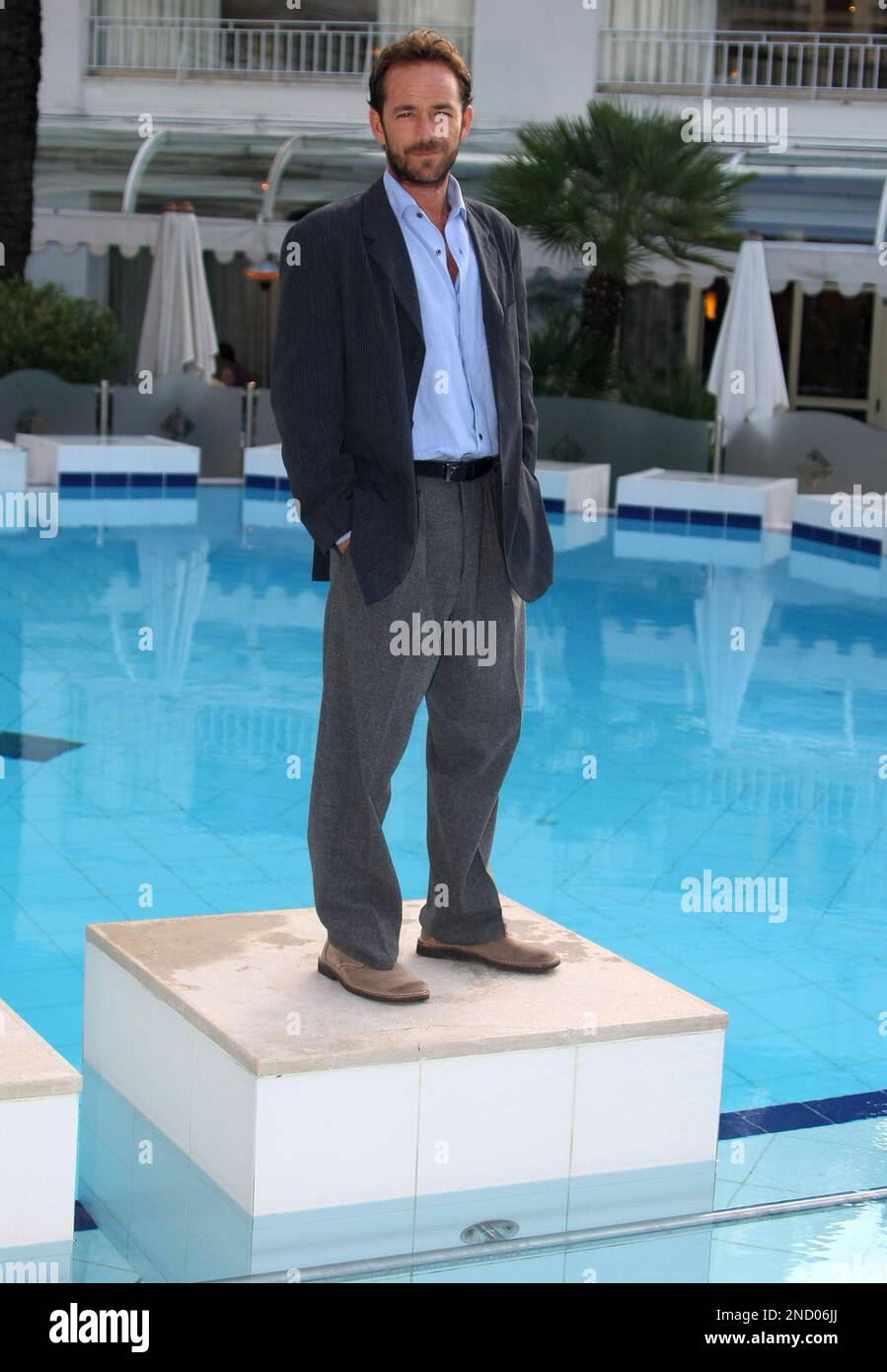 US actor Luke Perry poses for photographers during the 26th MIPCOM ...