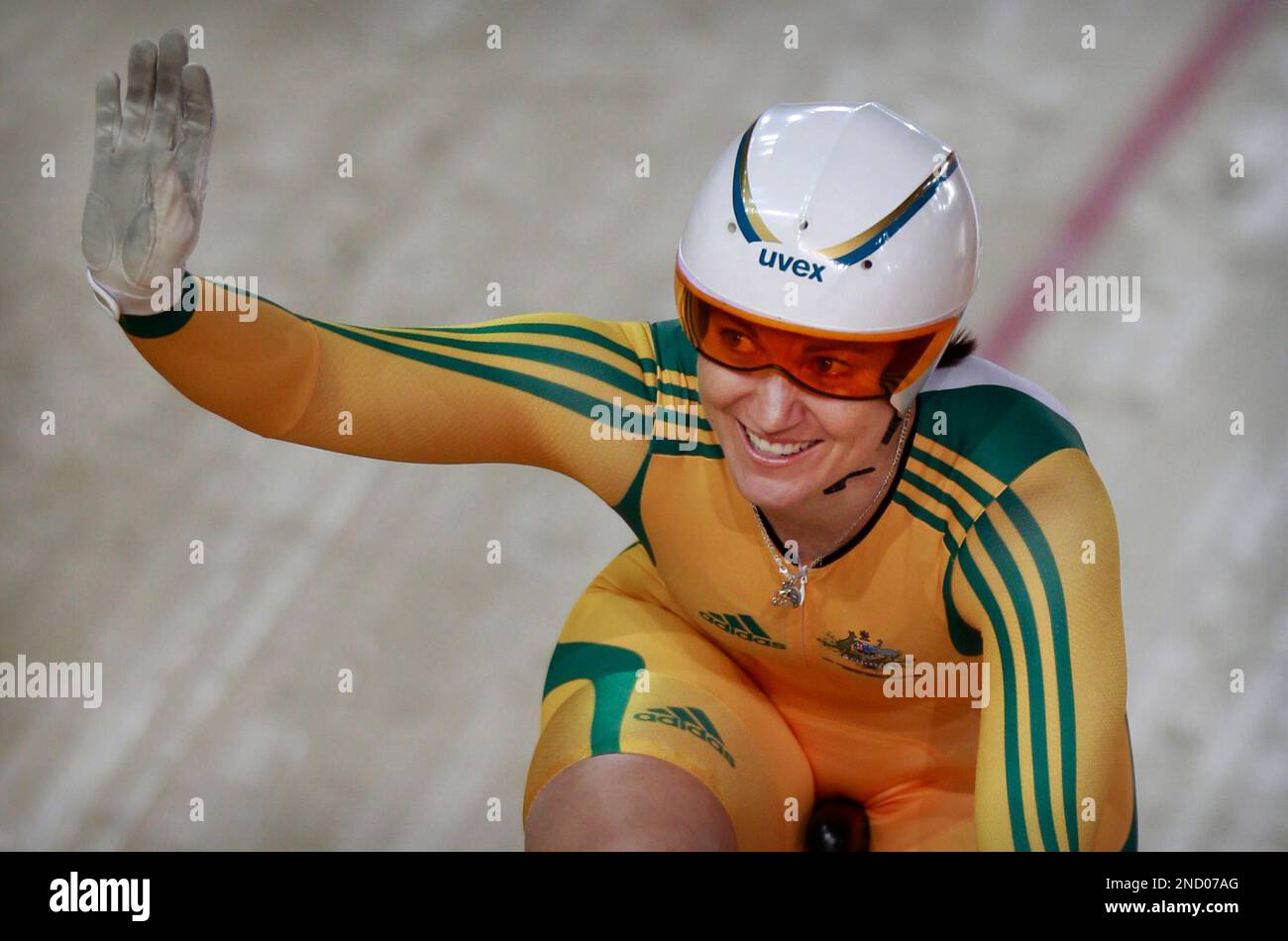 Australia's Anna Meares celebrates after winning the gold medal in the ...