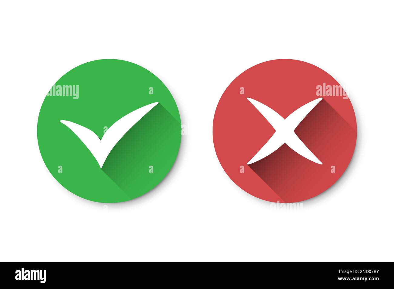 Set of tick and cross icons with long shadow Stock Vector Image & Art ...