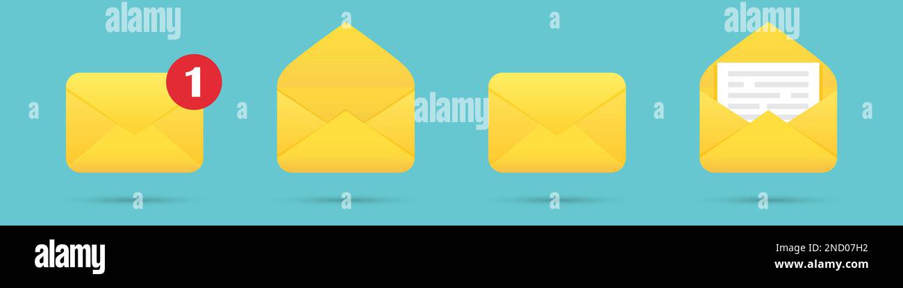 Set of email message envelope icons in a flat design Stock Vector Image ...
