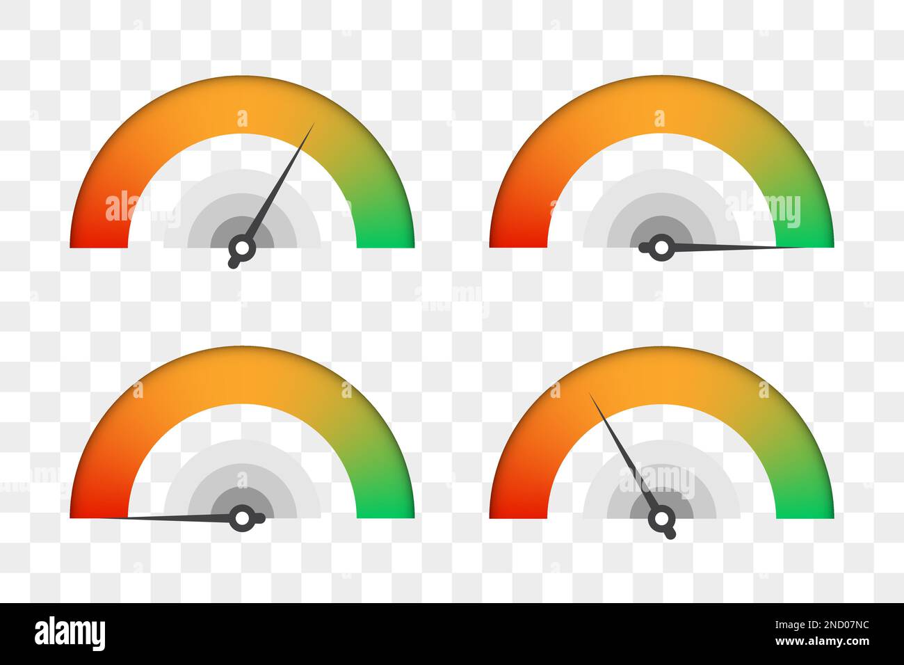 Set Of Customer Satisfaction Meter Speedometer Scale Collection Vector Illustration Stock