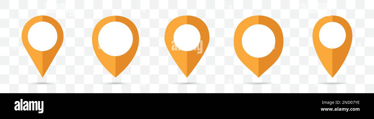 Set of orange map pointers icon in a flat design Stock Vector Image & Art - Alamy