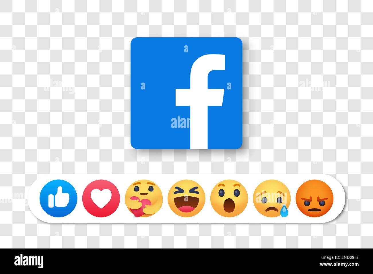 Facebook logo and reaction emoji faces, thumb up and like Stock Vector ...