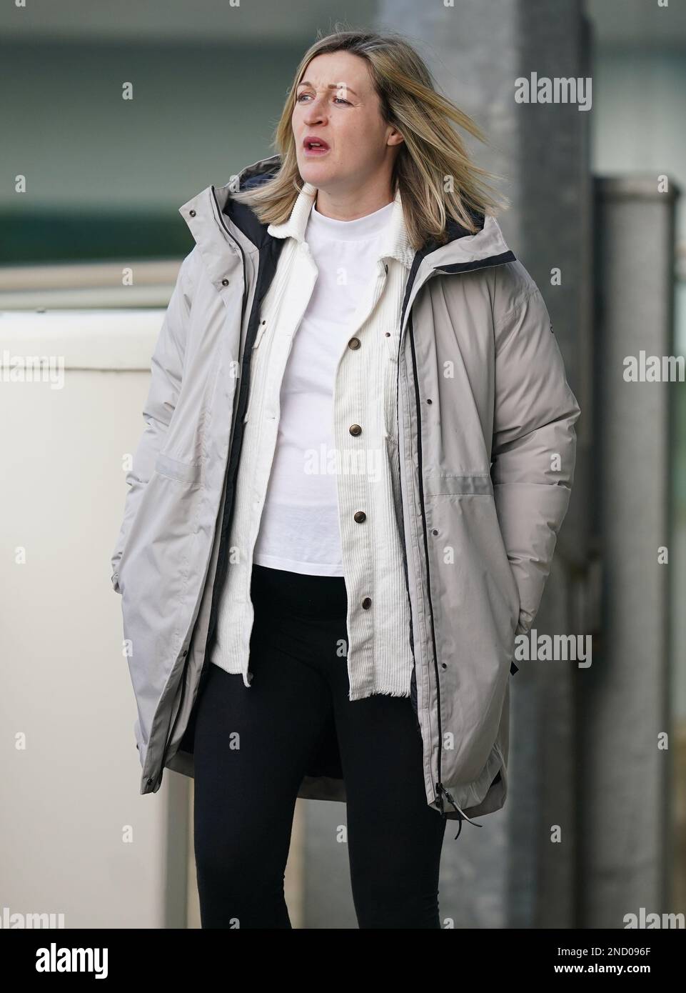 Former England player Ellen White seen with a baby bump during a ...