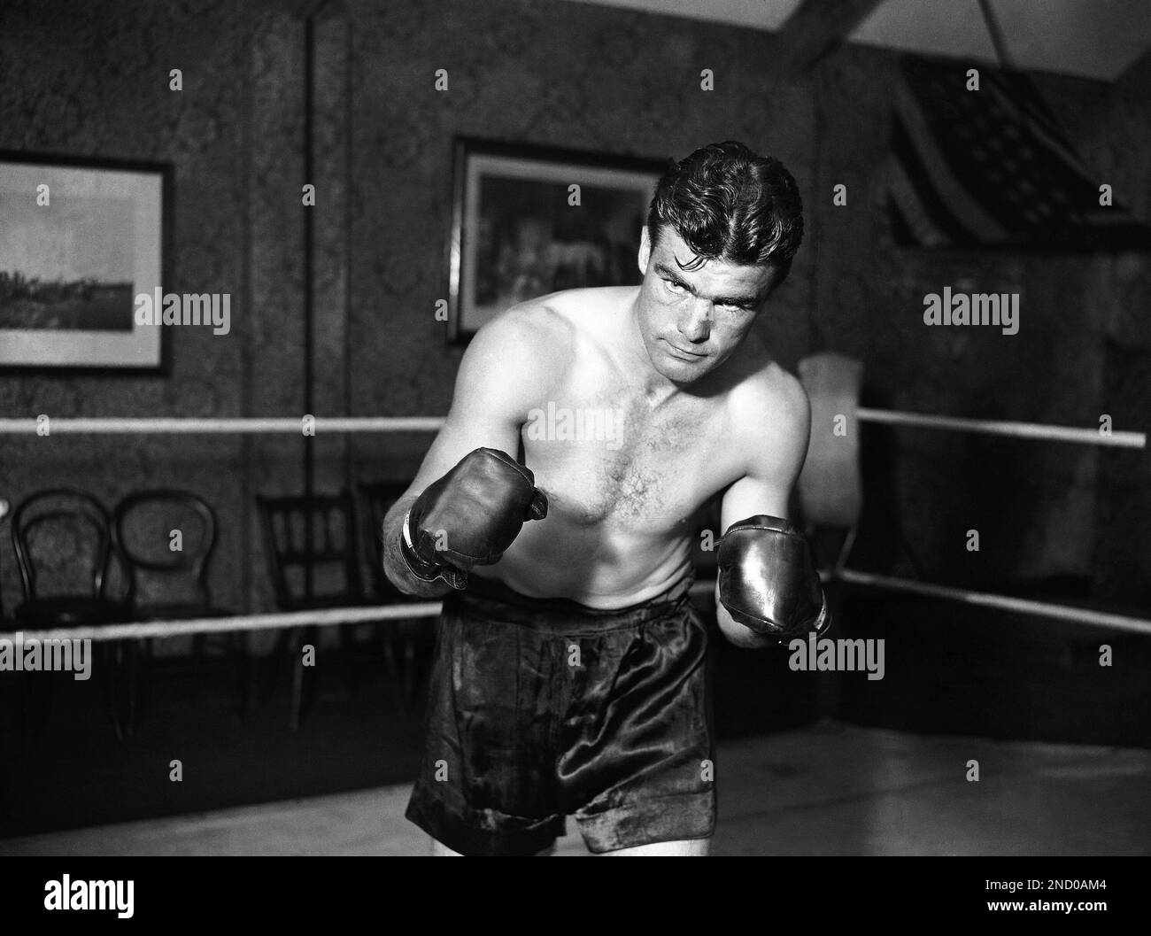 Heavyweight boxer Young Stribling training in Windsor, England on July ...