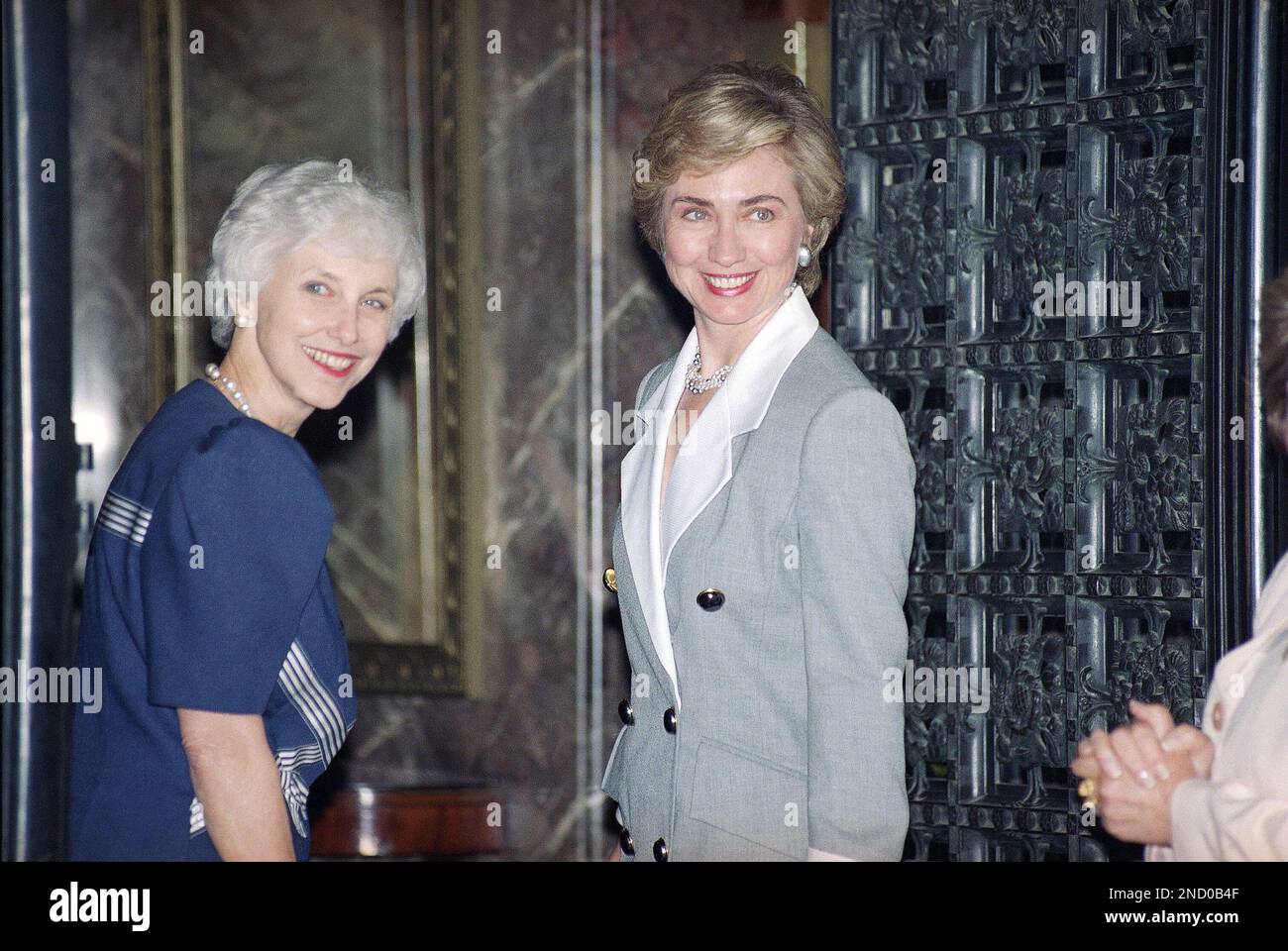 First lady Hillary Rodham Clinton beams as she arrives at the U.S ...