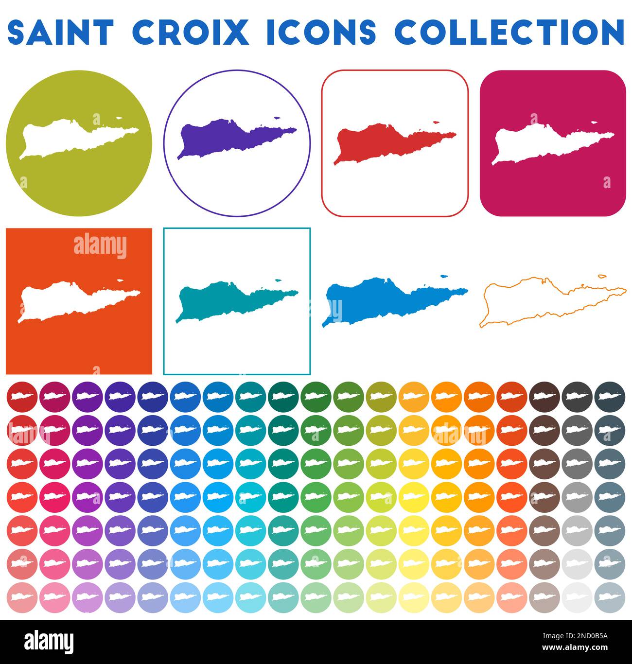 Saint Croix icons collection. Bright colorful trendy map icons. Modern ...