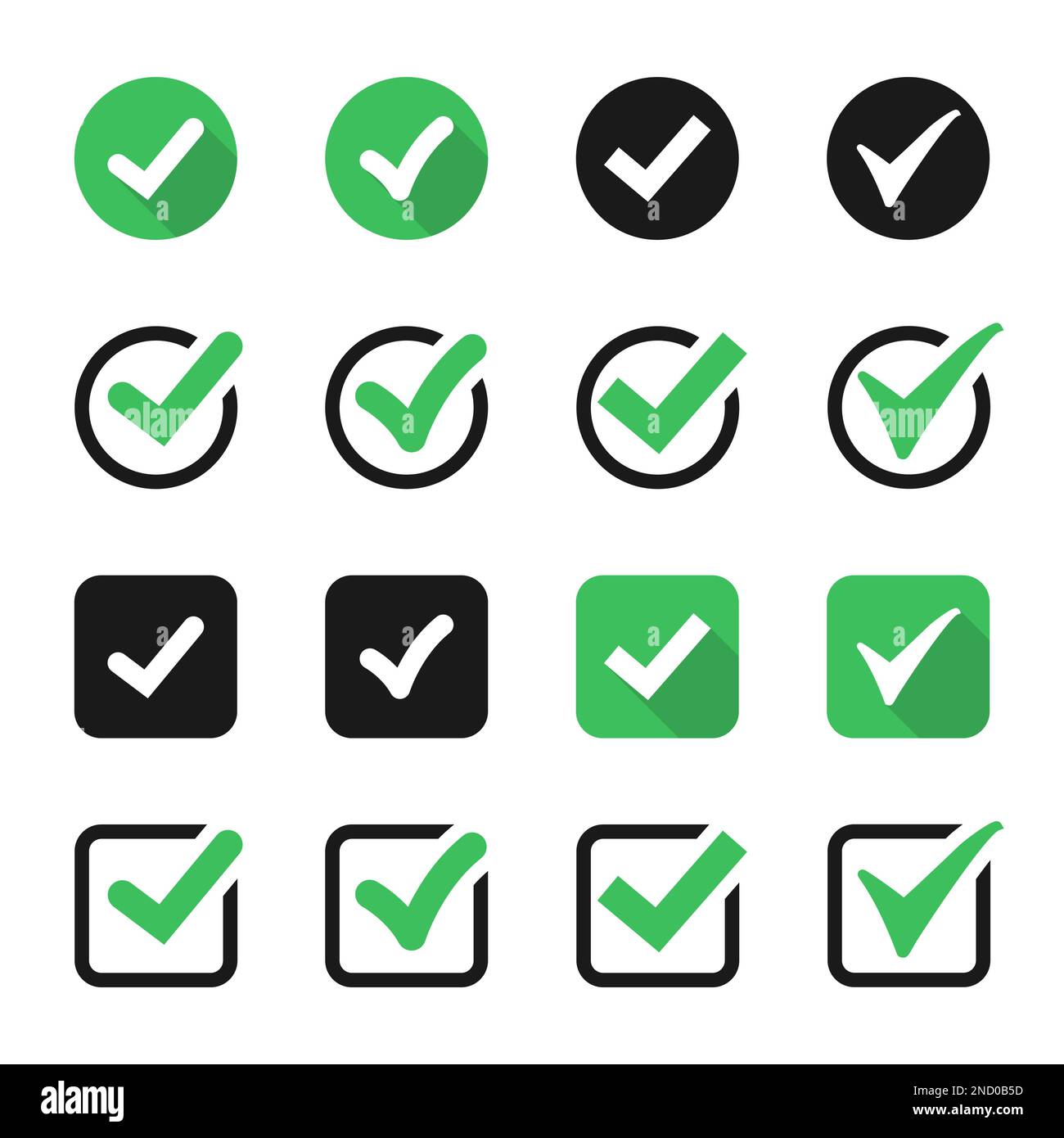 Check mark icons collection. Set of green tick icons. Checkmark symbol ...