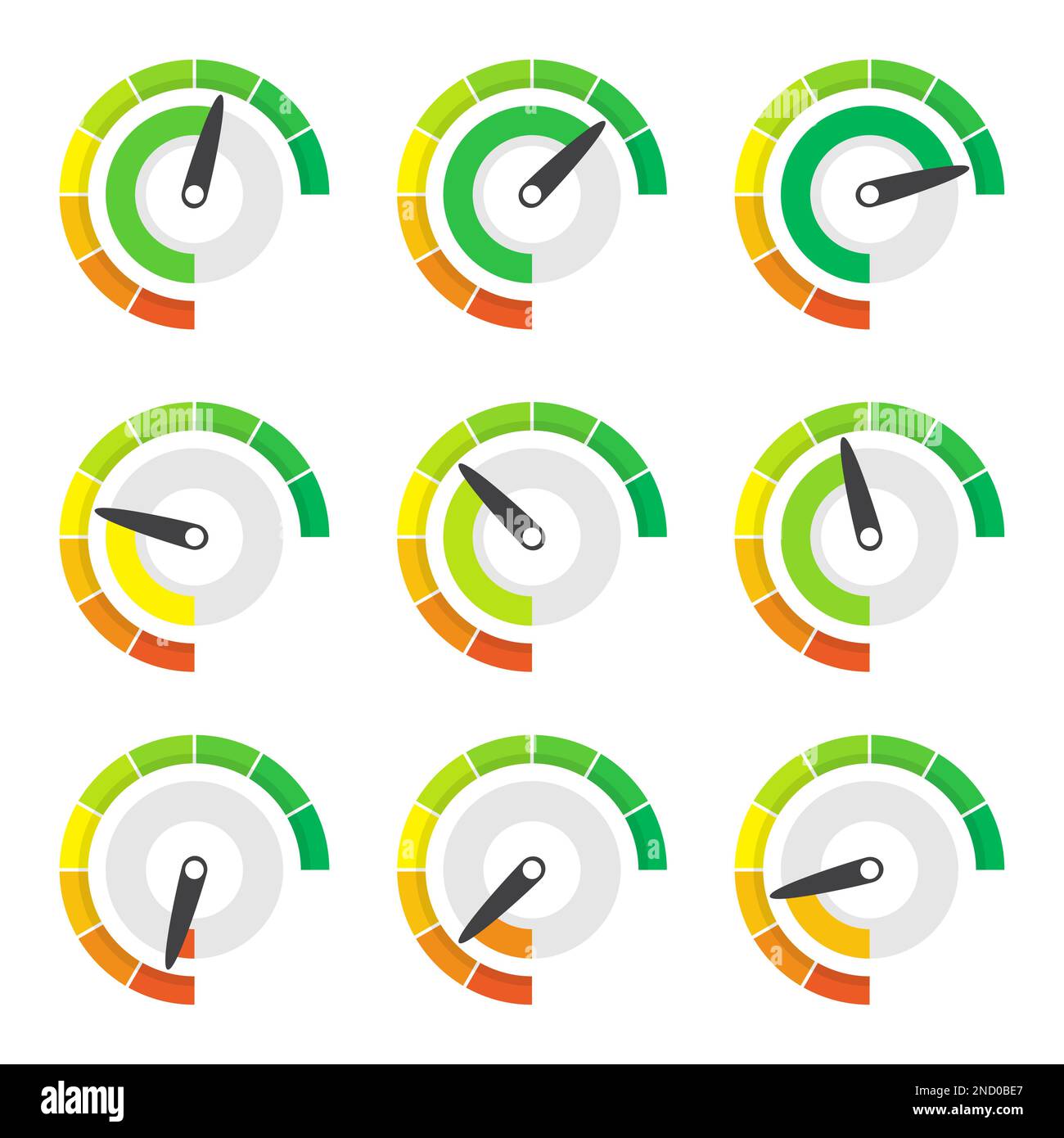 Rating meter gauge element in a flat design. Vector illustration Stock ...
