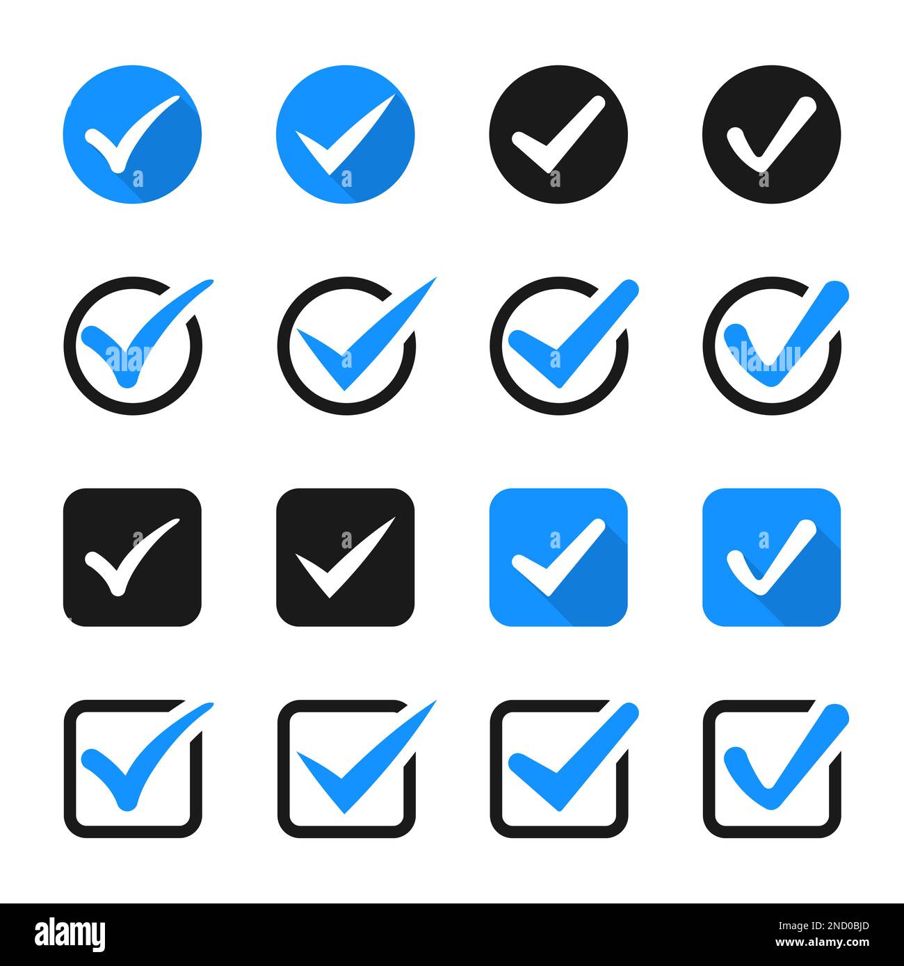 Check mark icons collection. Set of blue tick icons. Checkmark symbol ...