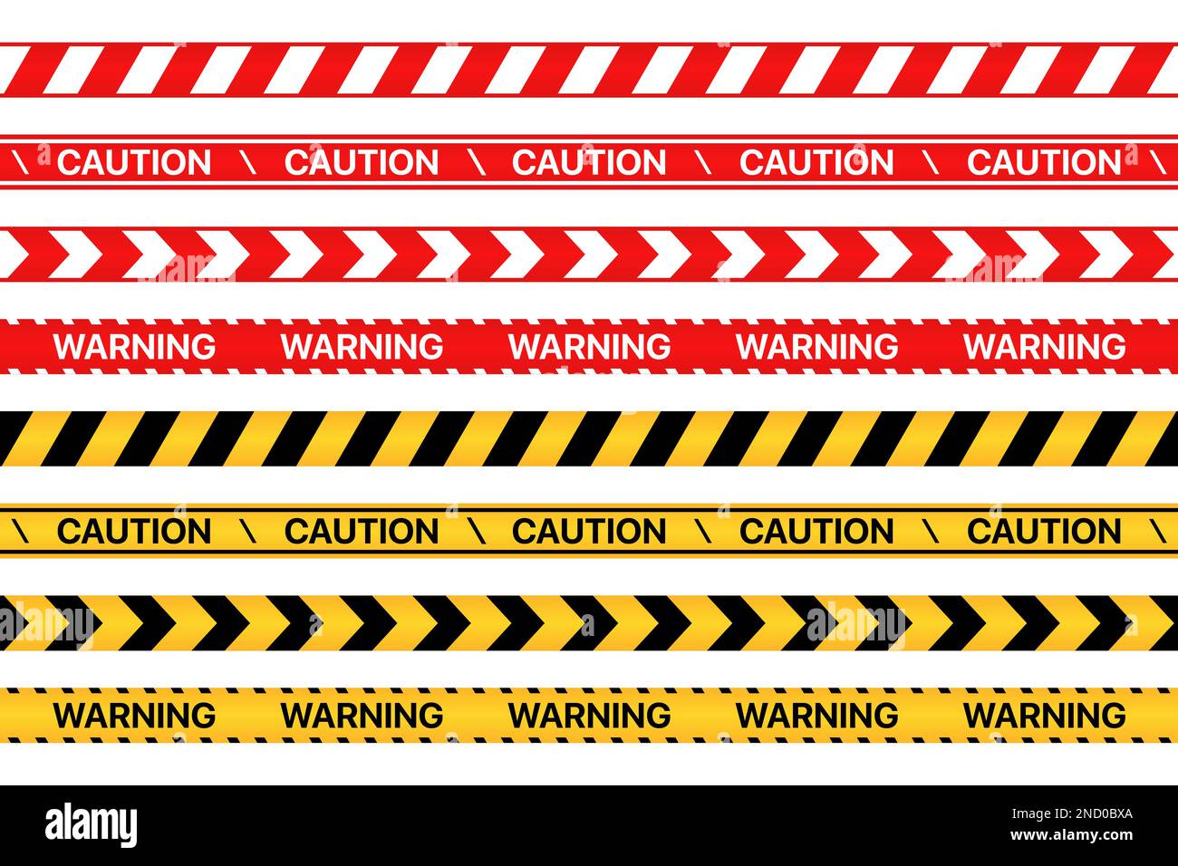 Set of warning, caution tapes in yellow and red colors Stock Vector ...