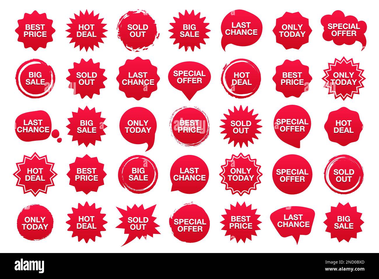 Set of red tag sticker for sale marketing and advertising. Vector ...