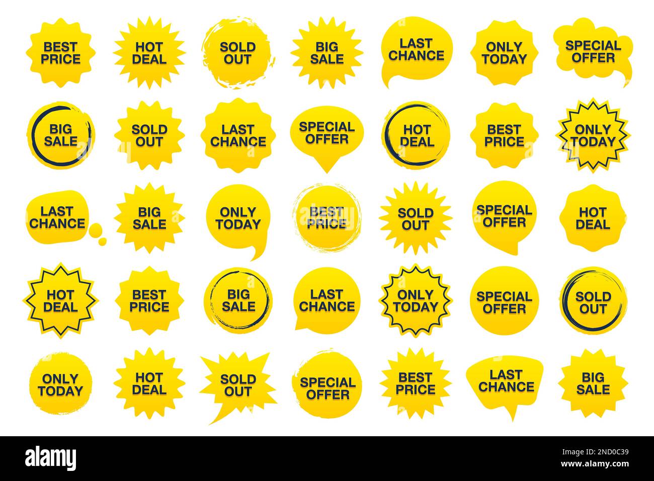 Set of yellow tag sticker for sale marketing and advertising. Vector ...