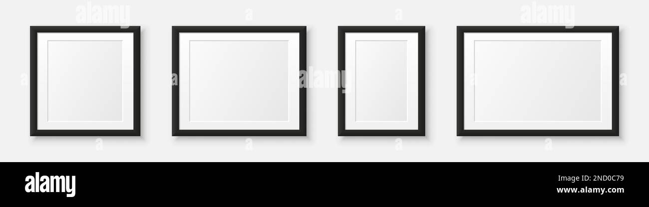Set of realistic picture frame with shadow. Vector illustration Stock ...