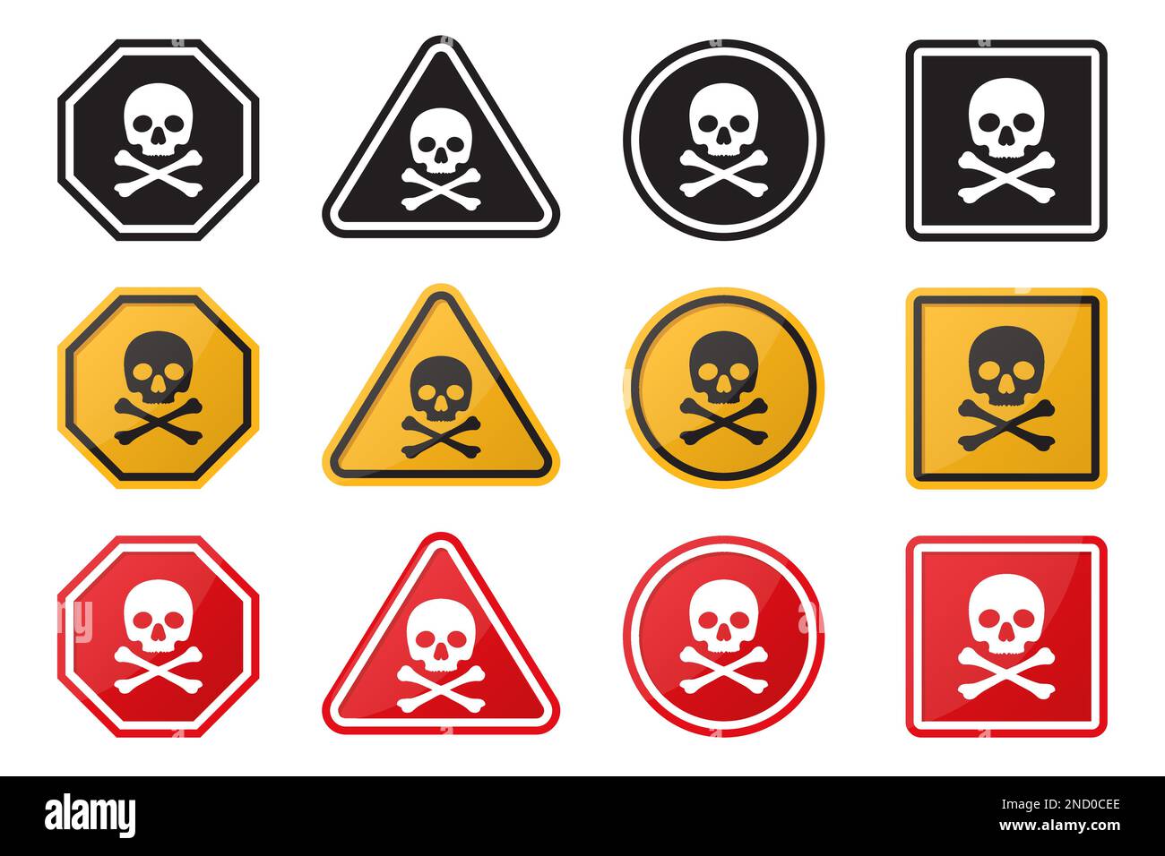 Skull and crossbones danger sign collection. Vector illustration Stock ...