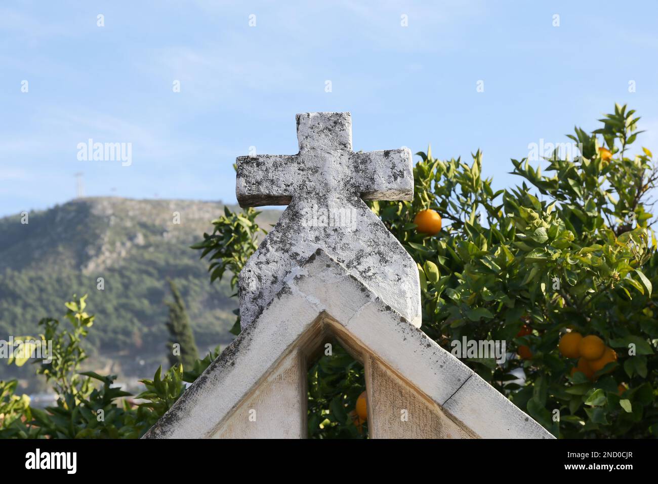 Cross of The Turk Catholic Church wit Orange Tree in Hatay, Turkey ...