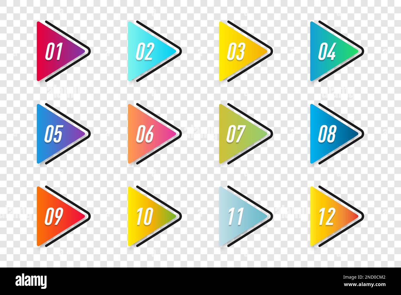 Set of colorful number bullet point with shadow. Vector illustration ...