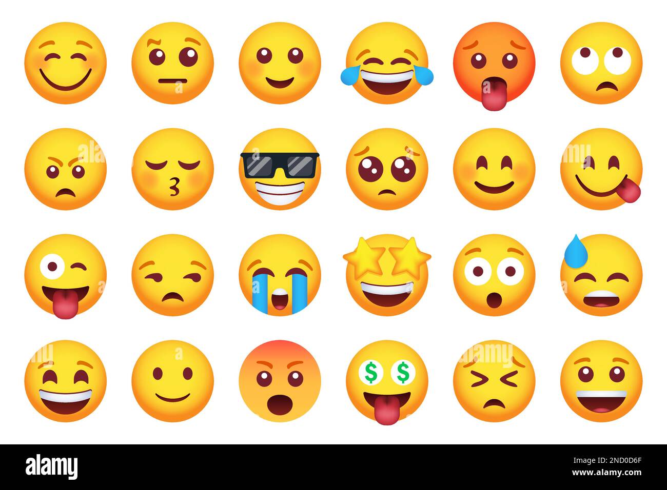 Set Of Emoticon Smile Icons Cartoon Emoji Set Vector Emoticon Set