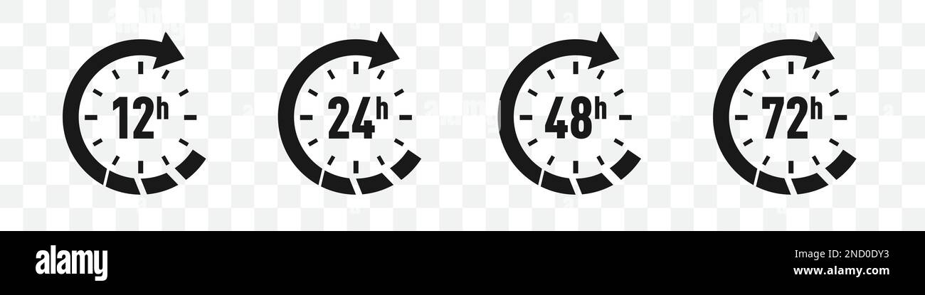 Set of time hours clock arrow icons. Vector illustration Stock Vector ...