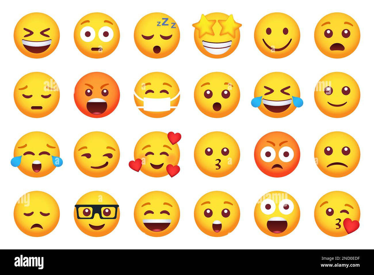 Set Of Emoticon Smile Icons Cartoon Emoji Set Vector Emoticon Set