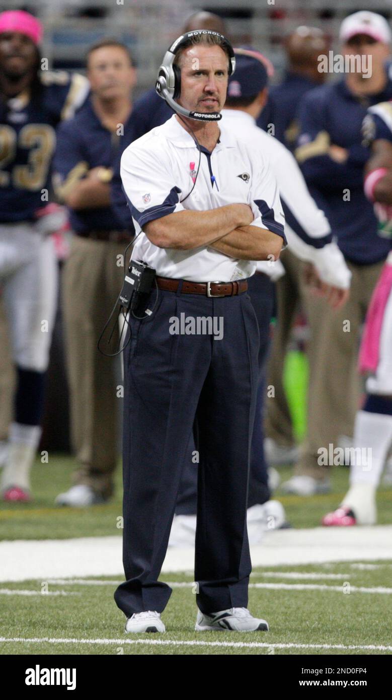 St. Louis Rams head coach Steve Spagnuolo waits during a time out on ...