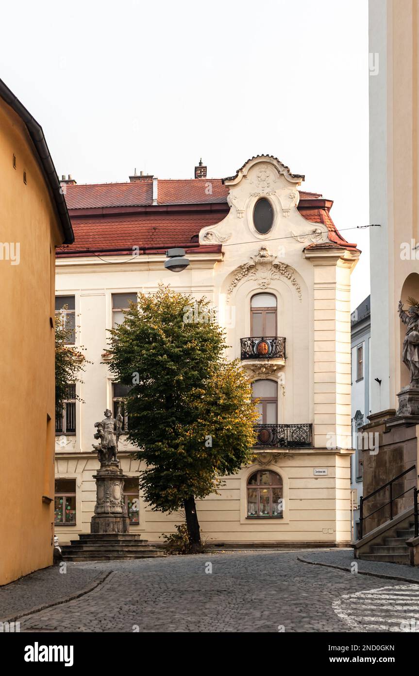 View of the statue of St. Florian on a street in Olomouc Stock Photo ...