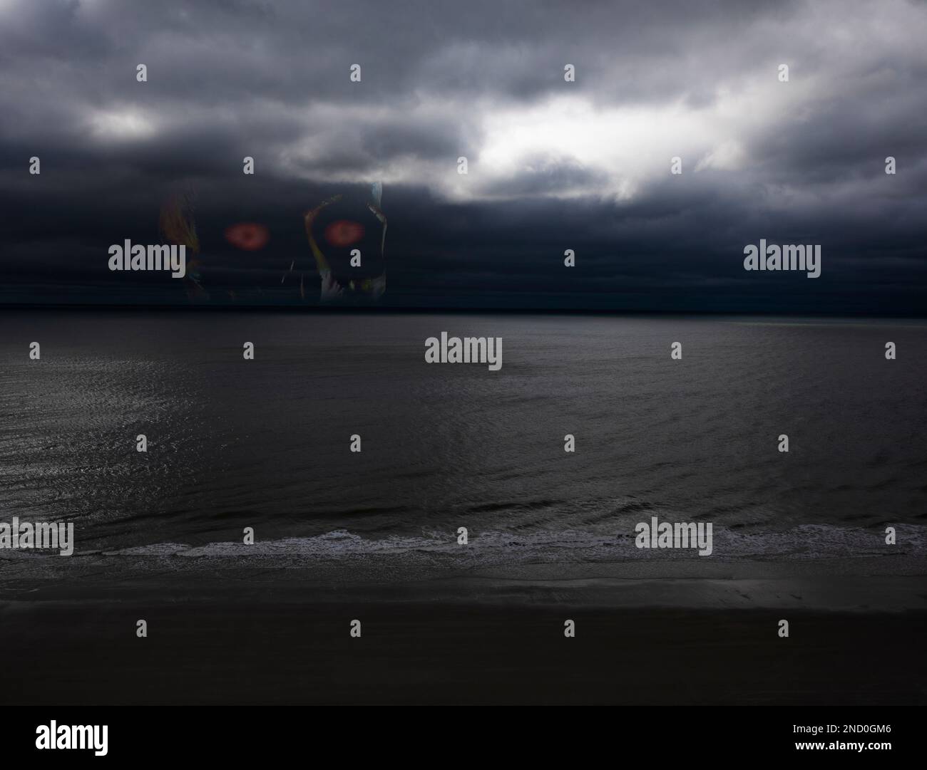 Harbinger rising behind a storm approaching over the ocean Stock Photo ...