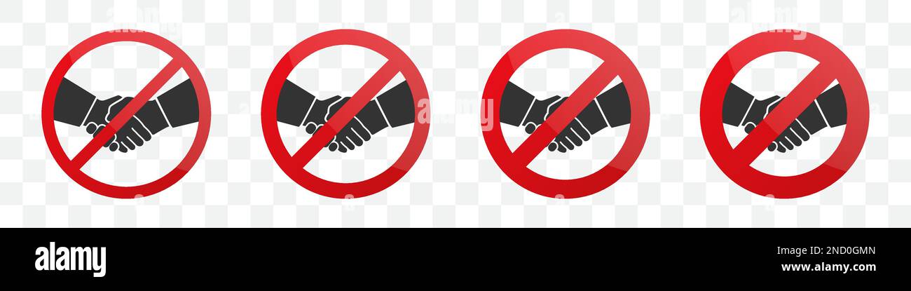 Prohibition sign no handshake collection. Vector illustration Stock ...