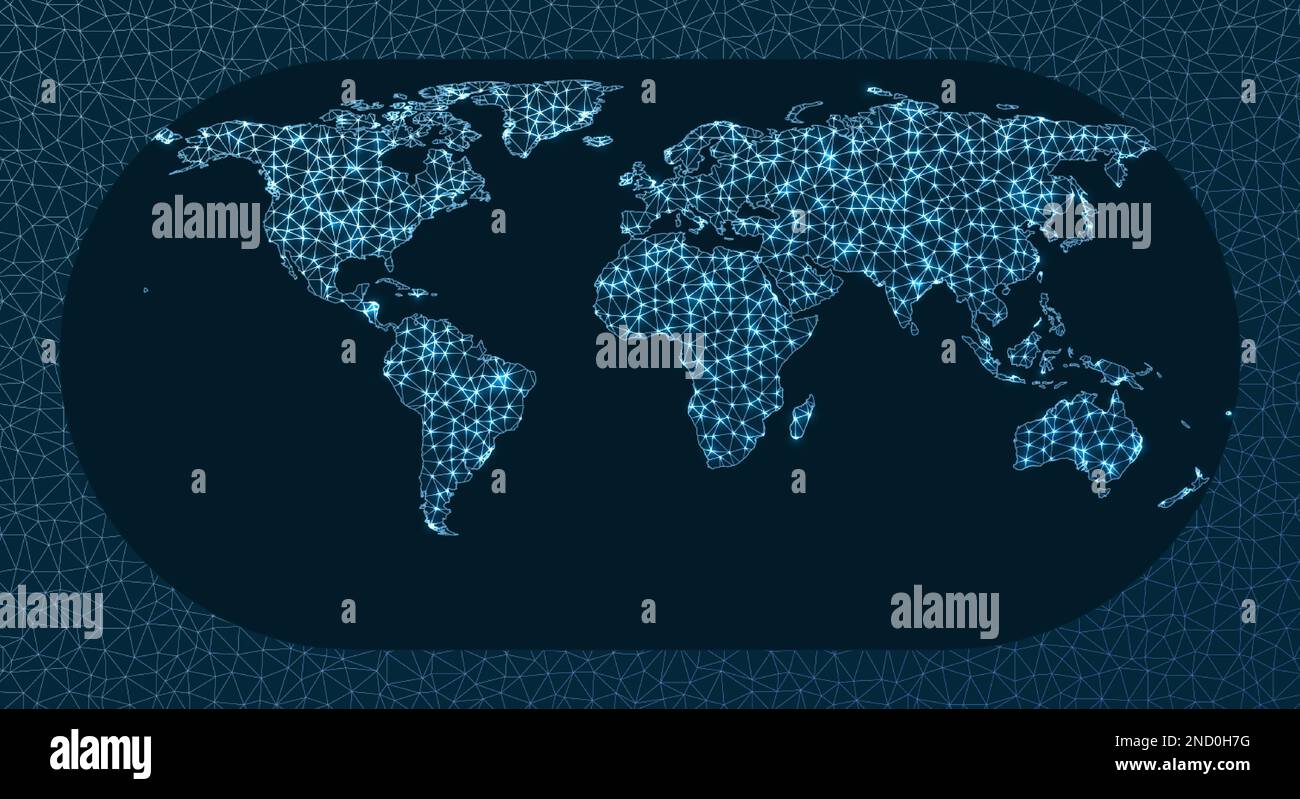 World Map Connection Eckert 3 Projection World Network Astonishing Connections Map Vector