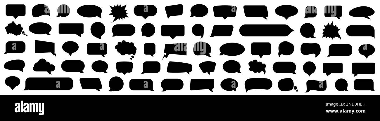Big set of black speech bubbles sticker. Speech bubbles vector ...