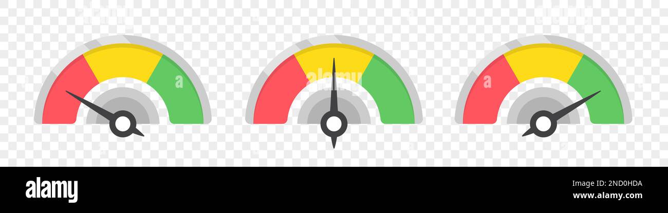 Set of measuring speedometer icons. Infographic gauge elements Stock ...