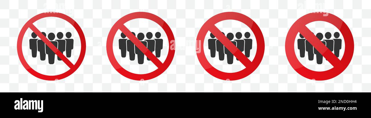 Prohibition sign no crowd collection. Vector illustration Stock Vector ...