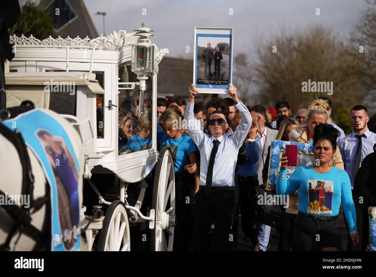 Mourners outside the Church of the Resurrection, Ballinfoyle in Galway ...