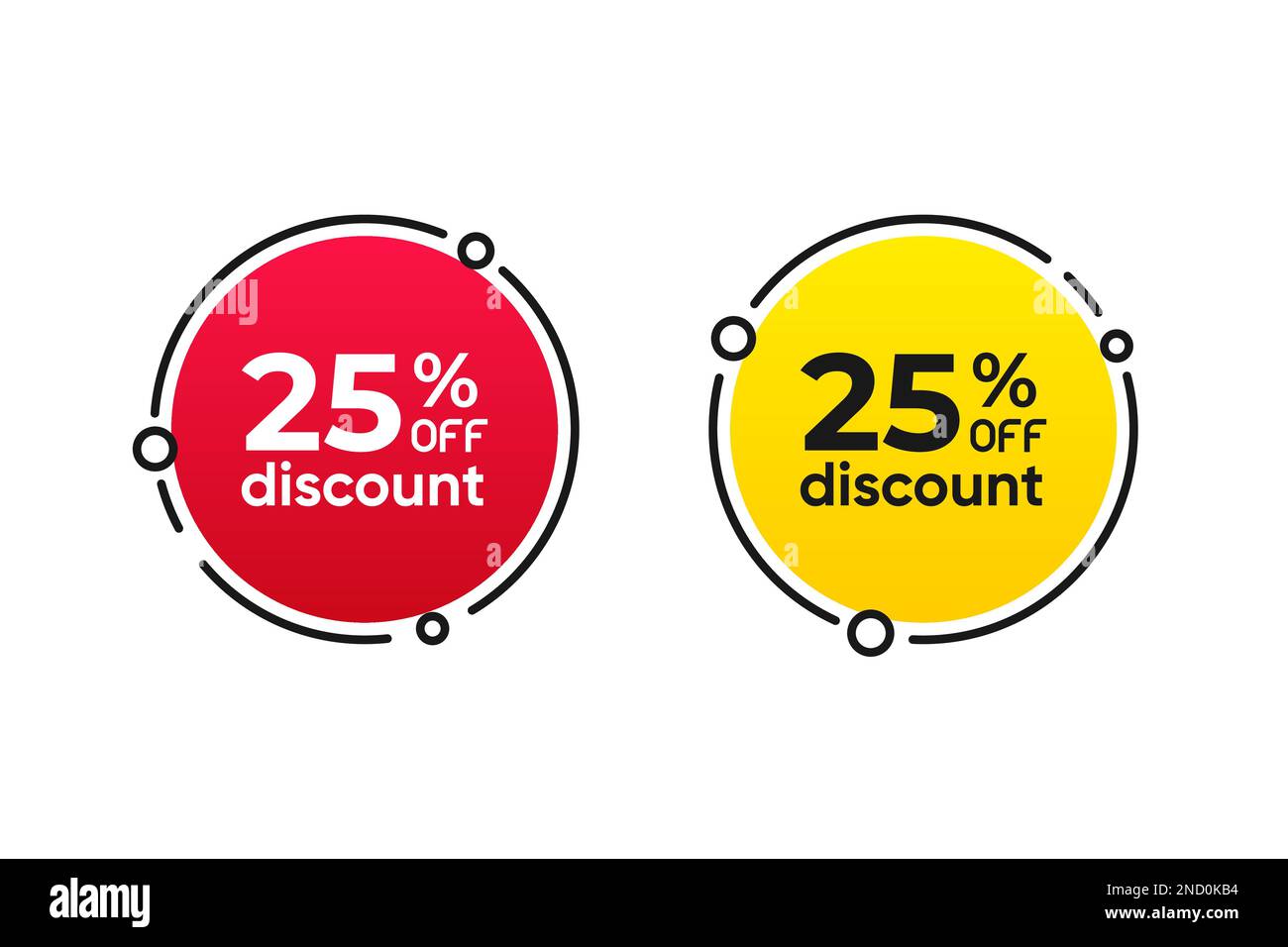 25 percentage circle discount tag icons collection. Set of red and ...