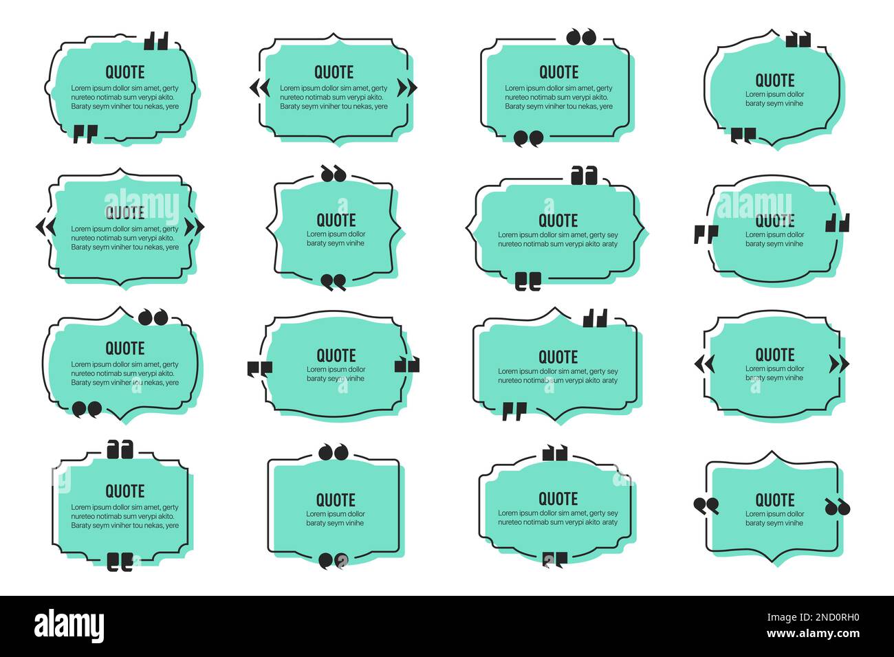 Big set of quote text vintage labels frames in a flat design. Quote textbox collection Stock ...