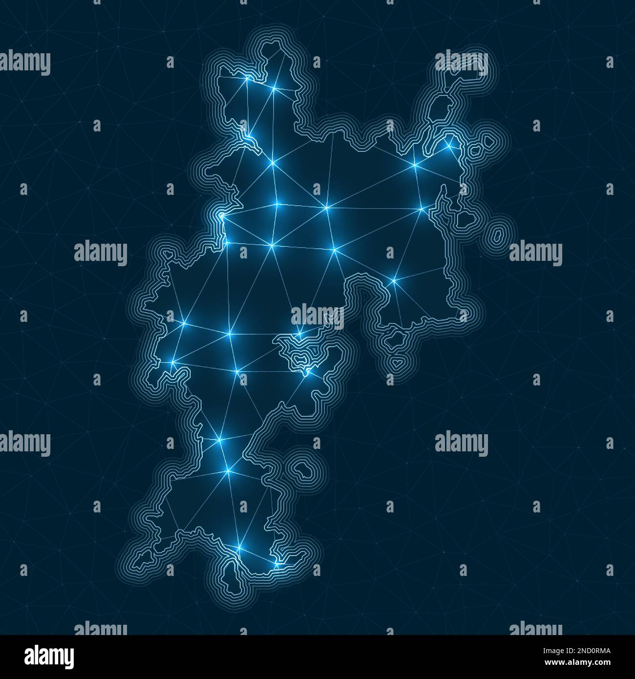 Komodo network map. Abstract geometric map of the island. Digital ...