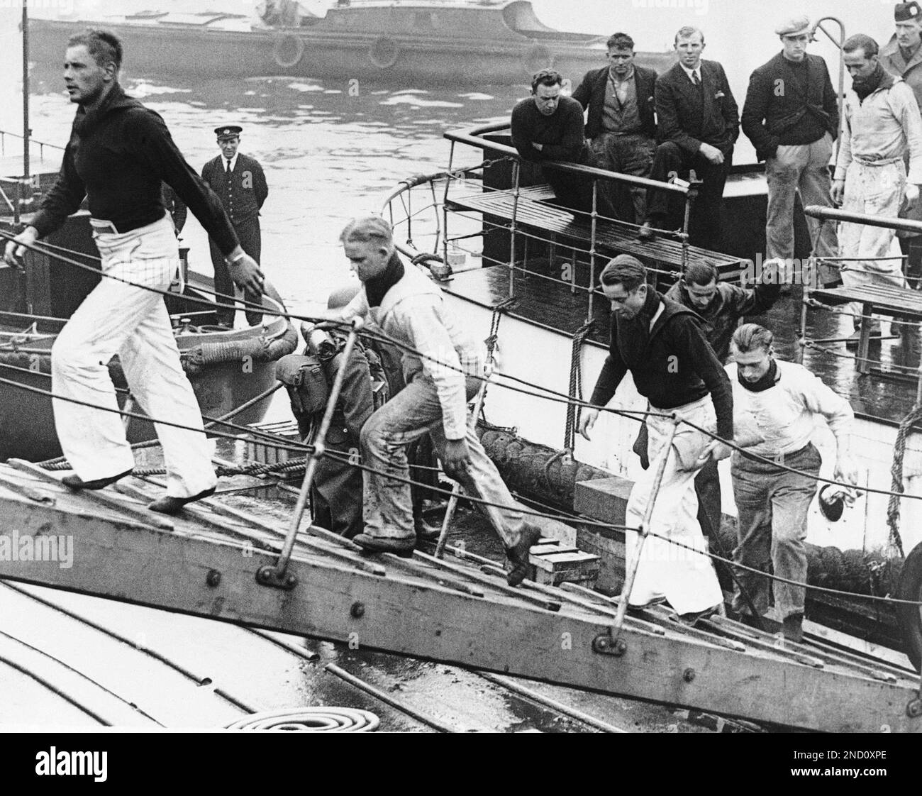 German sailors, survivors of the battle at sea in which the British ...