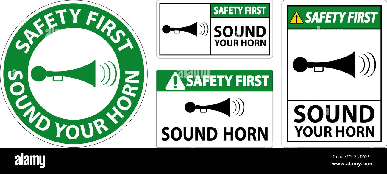 Safety First Sound Your Horn Symbol Sign On White Background Stock ...