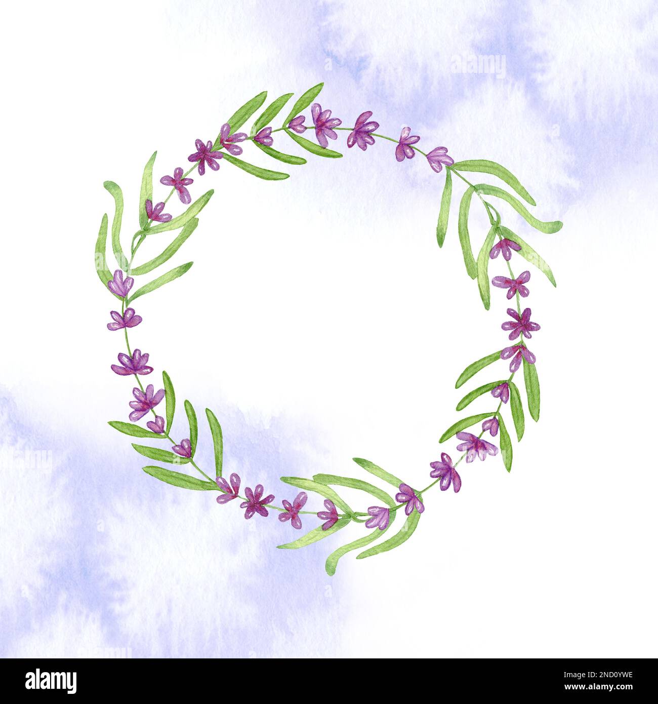 Watercolor Lavender Wreath, Frame. Watercolor Illustration of Spring ...