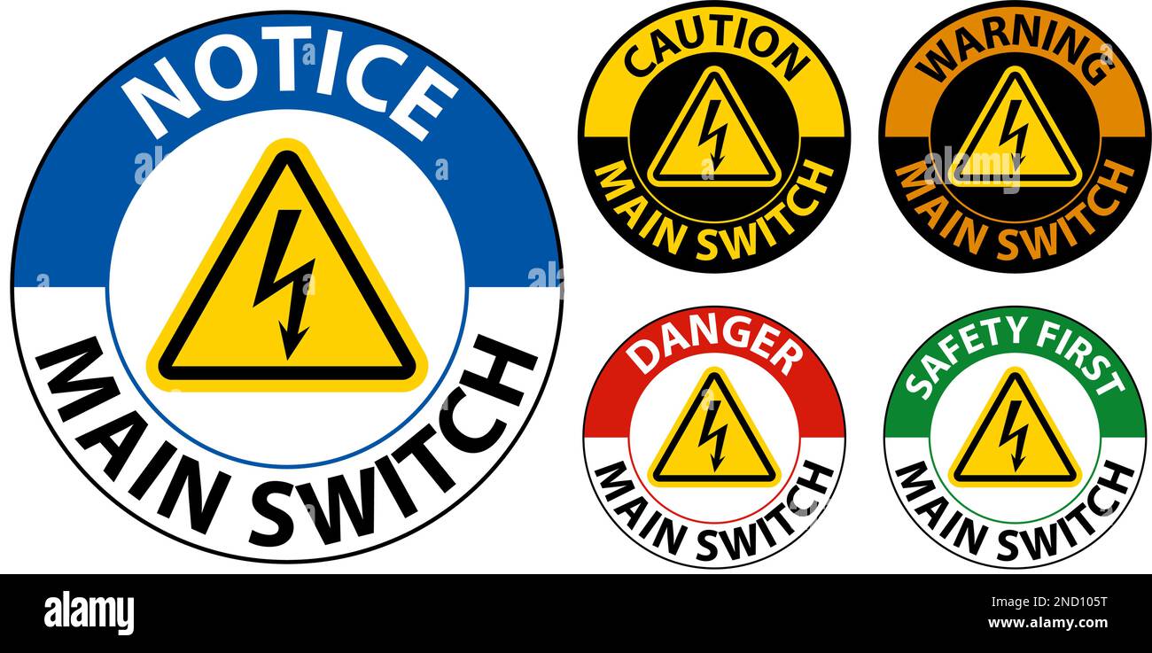 Danger Main Switch Sign On White Background Stock Vector Image & Art ...