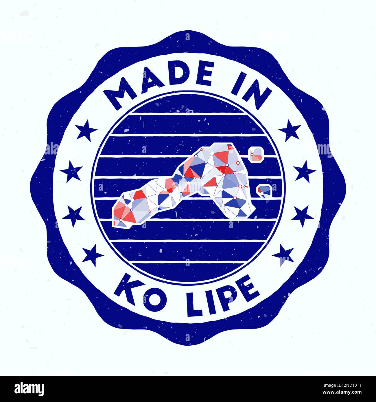 Made In Ko Lipe. Island round stamp. Seal of Ko Lipe with border shape ...