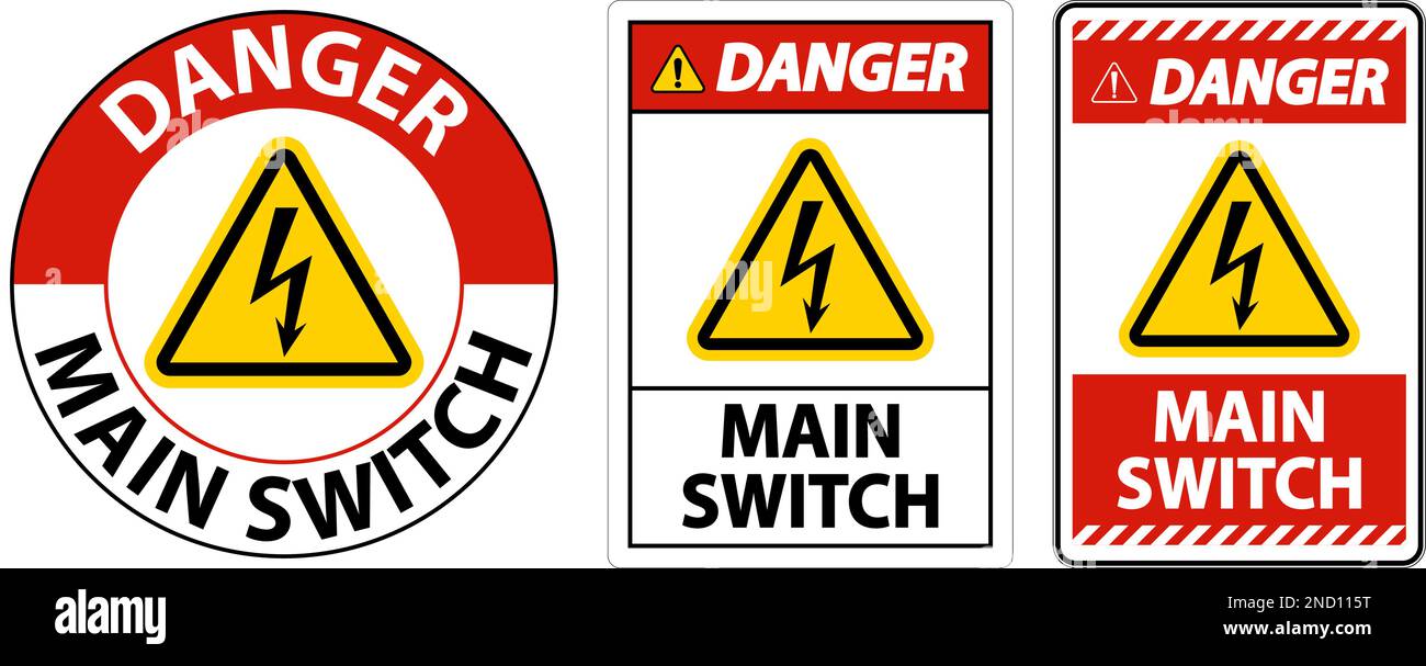 Danger Main Switch Sign On White Background Stock Vector Image & Art ...