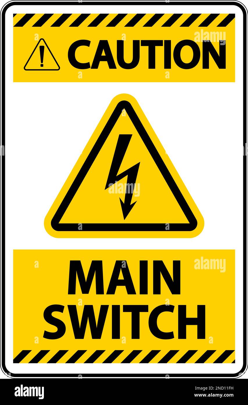 Caution Main Switch Sign On White Background Stock Vector Image & Art ...