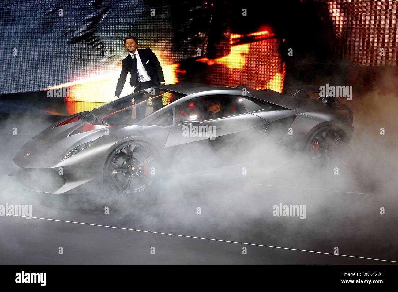 Stephan Winkelmann, President and CEO of Lamborghini, delivers a speech ...