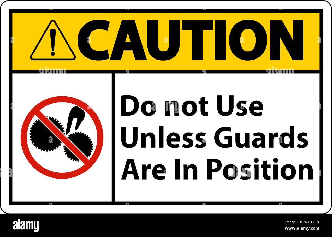 Caution Do Not Use Unless Guards Are In Position Sign Stock Vector ...