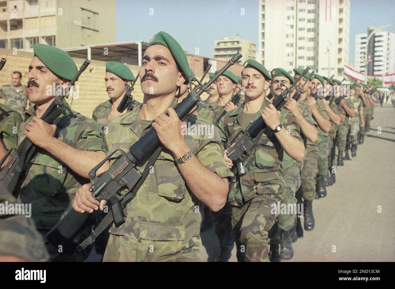 Lebanese army on Independence Day rally in Lebanon on Nov. 22, 1990 ...