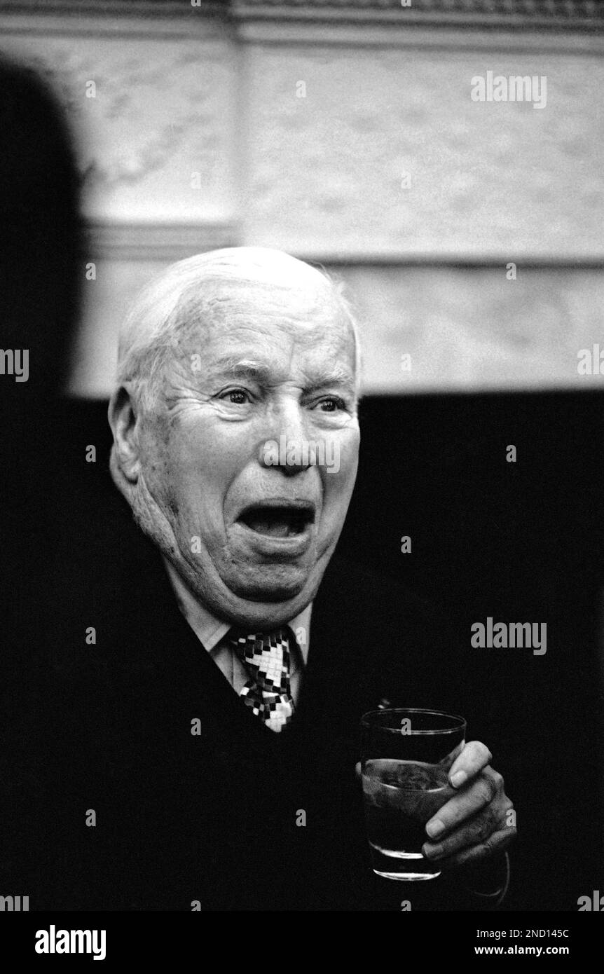 Comic great Charlie Chaplin laughs during visit in New York in 1972 ...